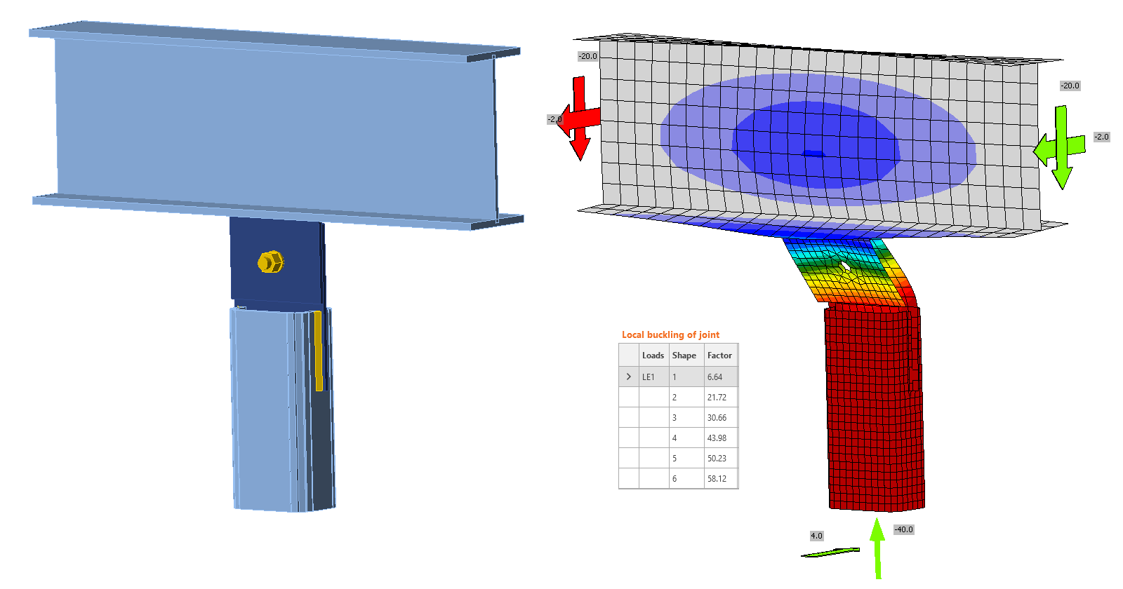 Buckling analysis of a steel connection (EN) | IDEA StatiCa